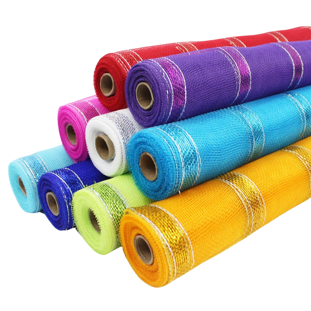 Solid Metallic Stripe Deco Mesh - Fayfunribbons -Professional Ribbons ...
